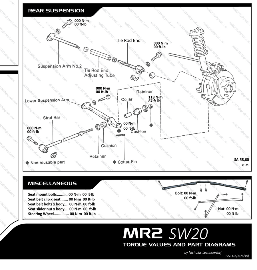 MR2 SW20 Torque Values Quick Reference Chart - Chassis – MR2 Heaven